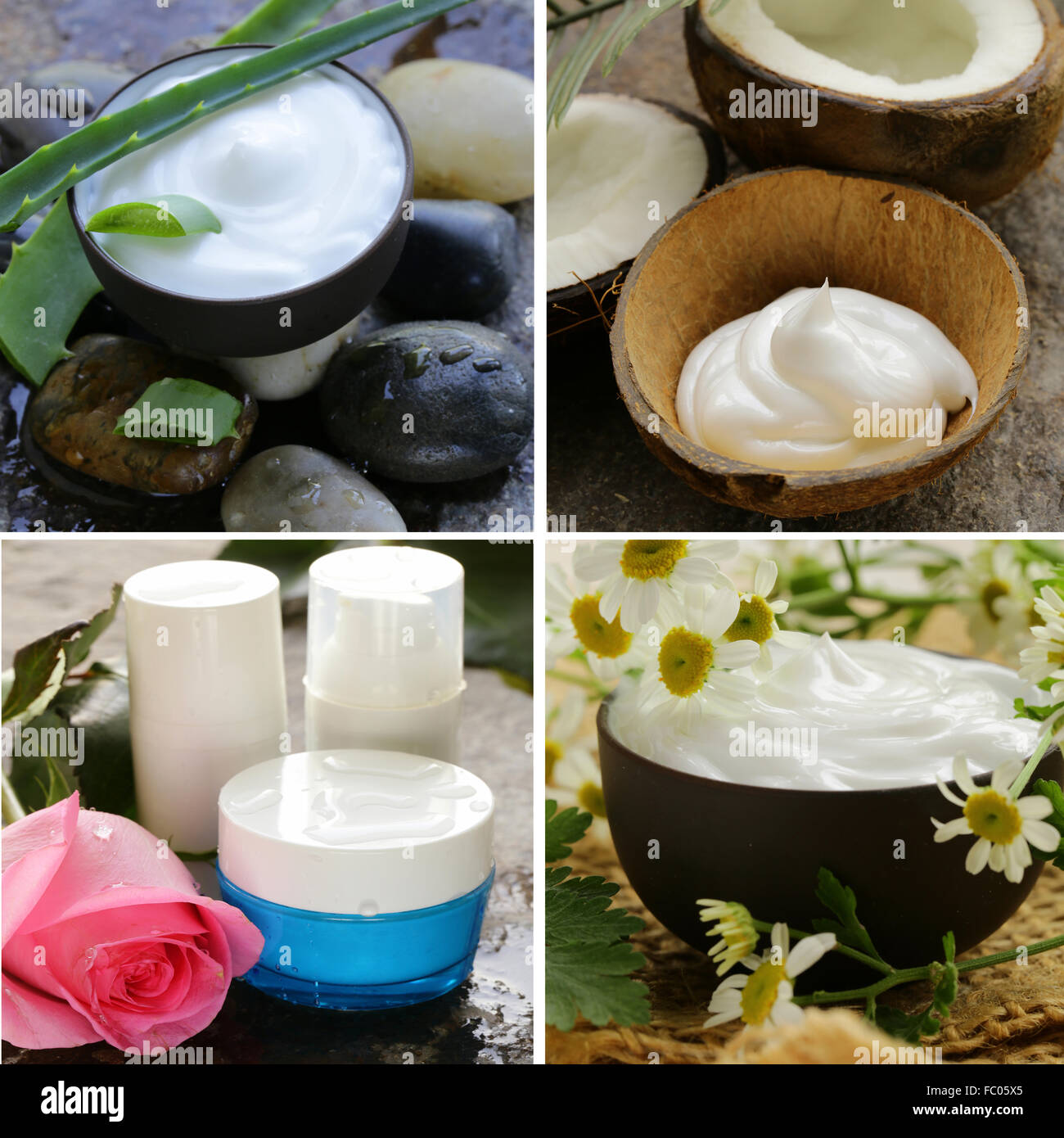collage of natural organic cosmetics lotion Stock Photo - Alamy