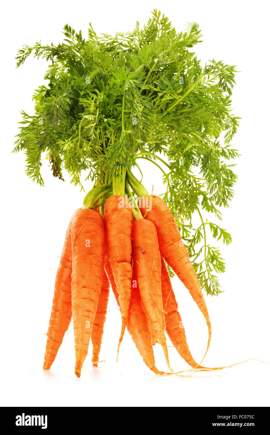 Fresh carrots bunch isolated on white background Stock Photo - Alamy