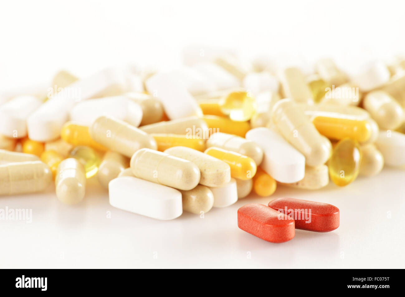 Composition with dietary supplement capsules. Drug pills Stock Photo ...