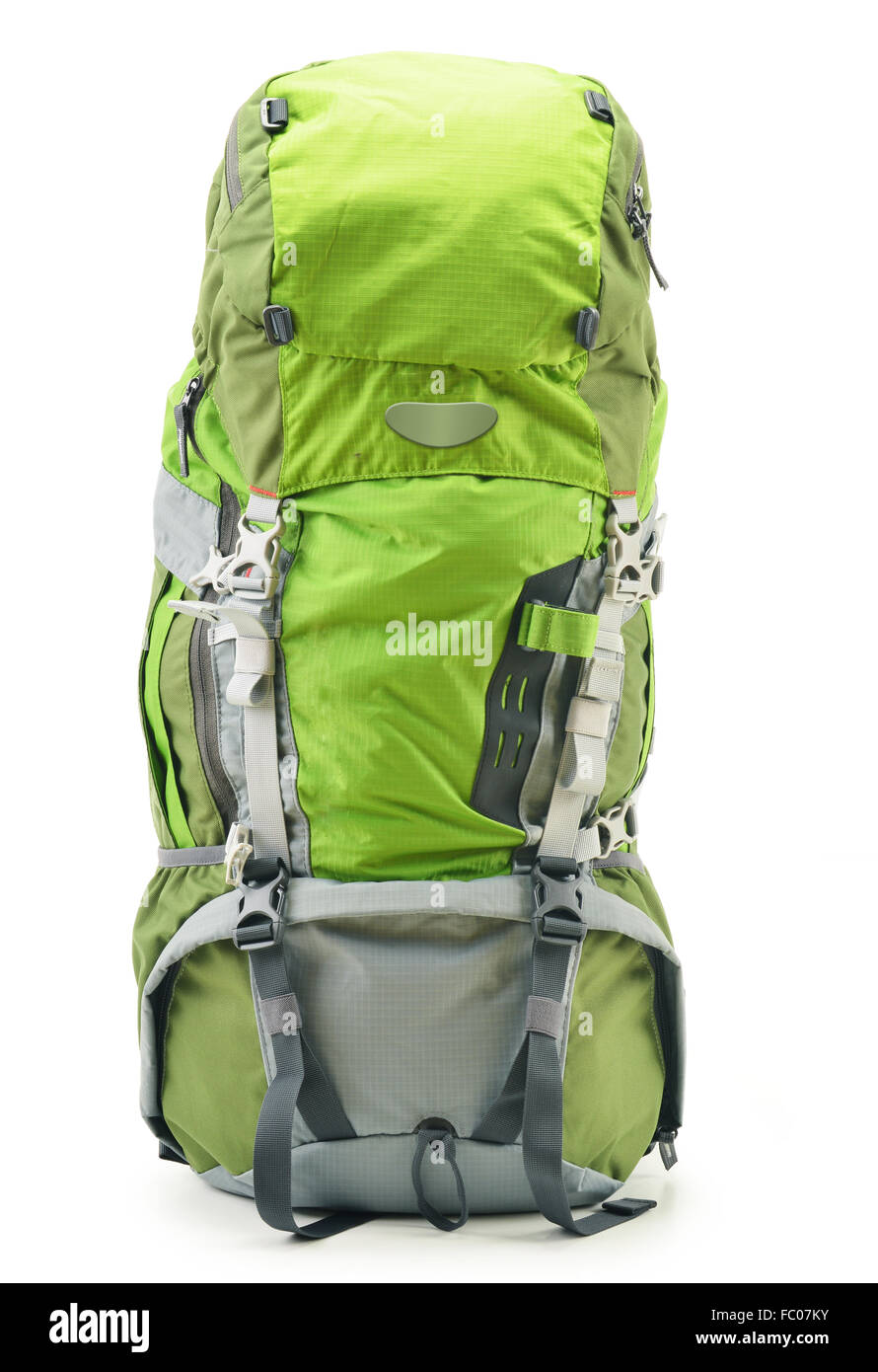 Large green touristic backpack isolated on white Stock Photo - Alamy