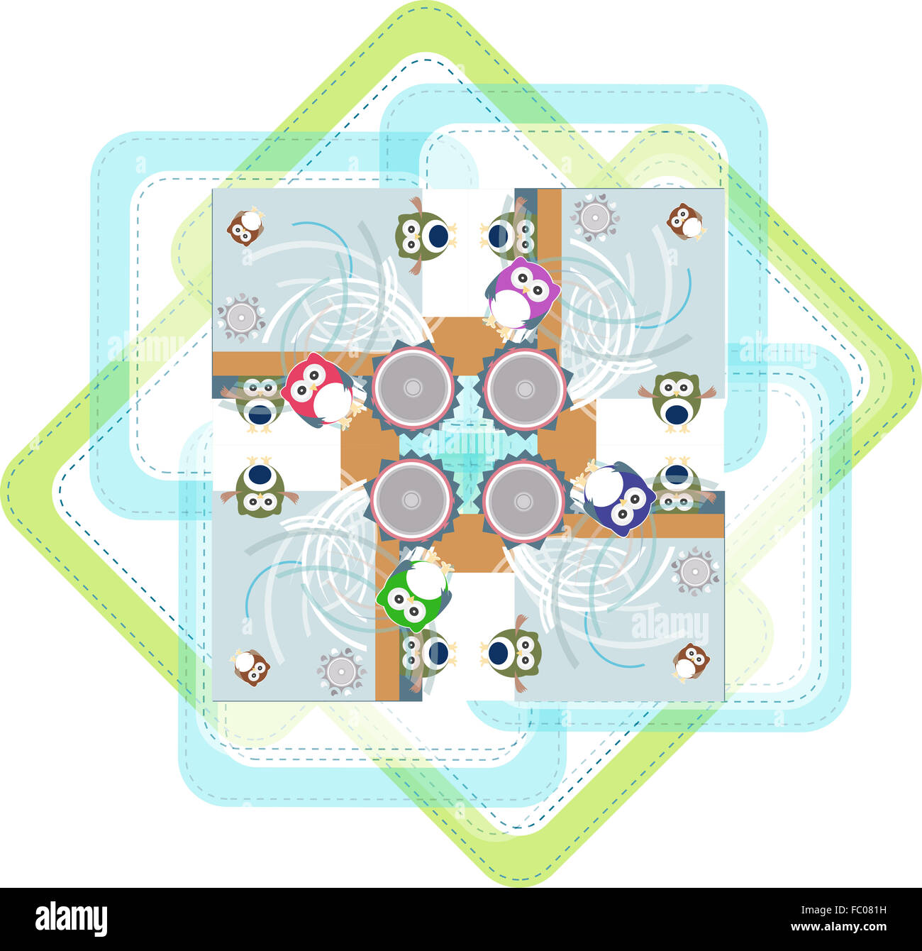 cartoon owl pattern for kids Stock Photo - Alamy