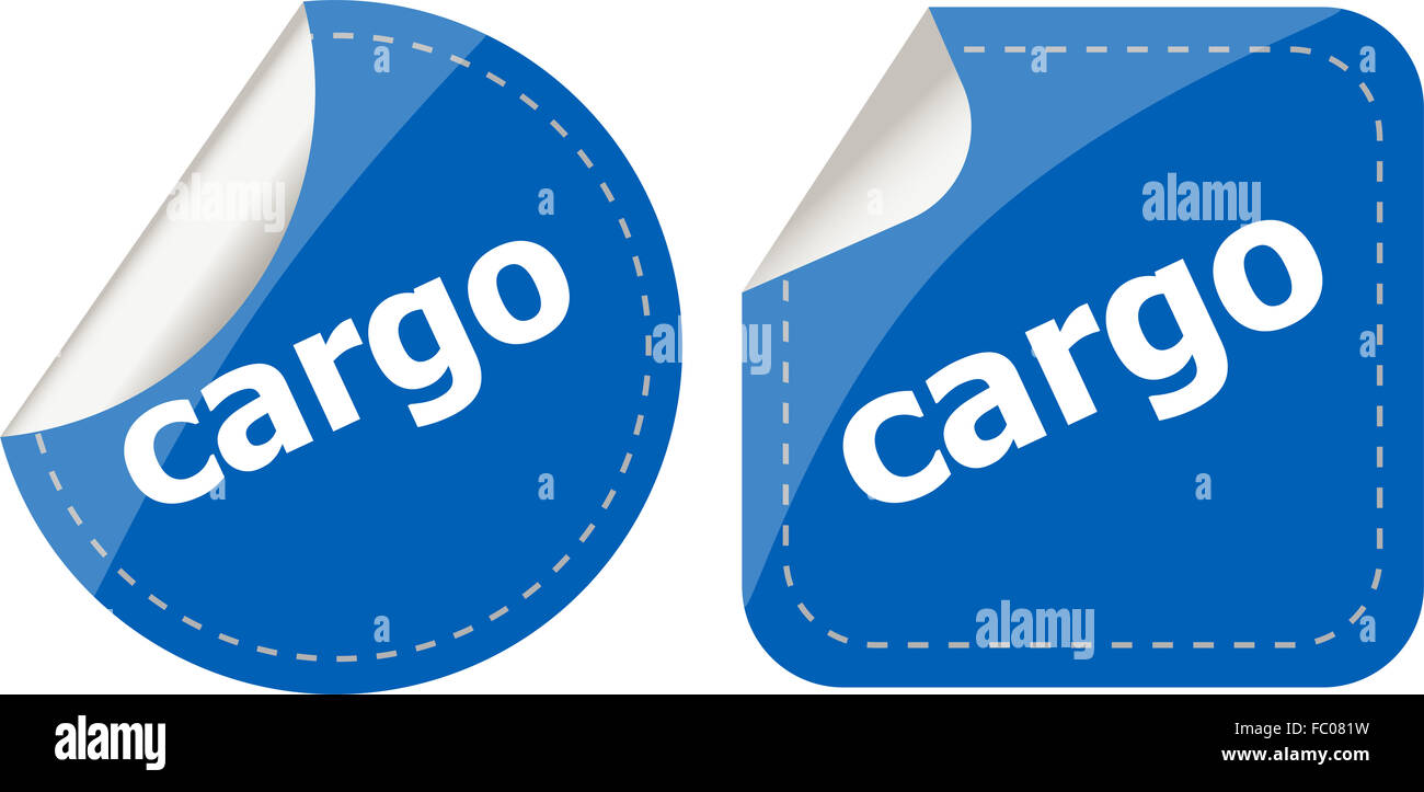 cargo word stickers set, web icon button Stock Photo - Alamy