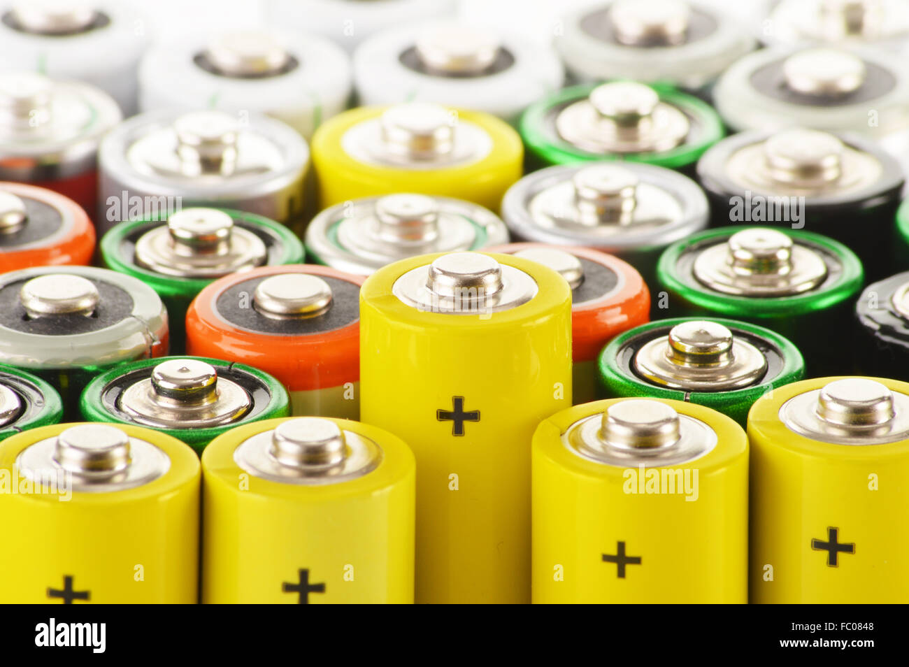 Composition with alkaline batteries. Chemical waste Stock Photo - Alamy