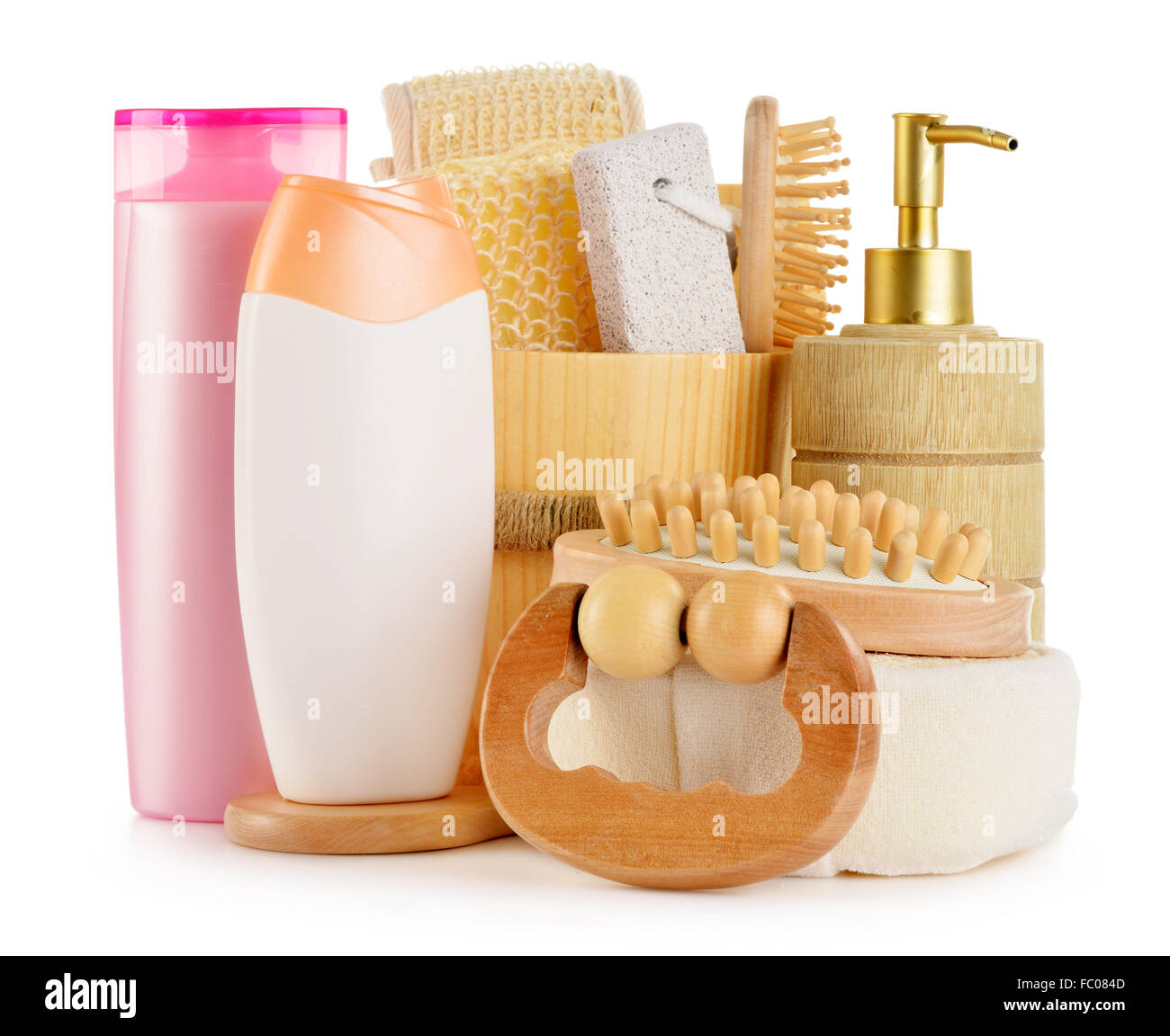 Body care accessories and beauty products isolated on white Stock Photo ...