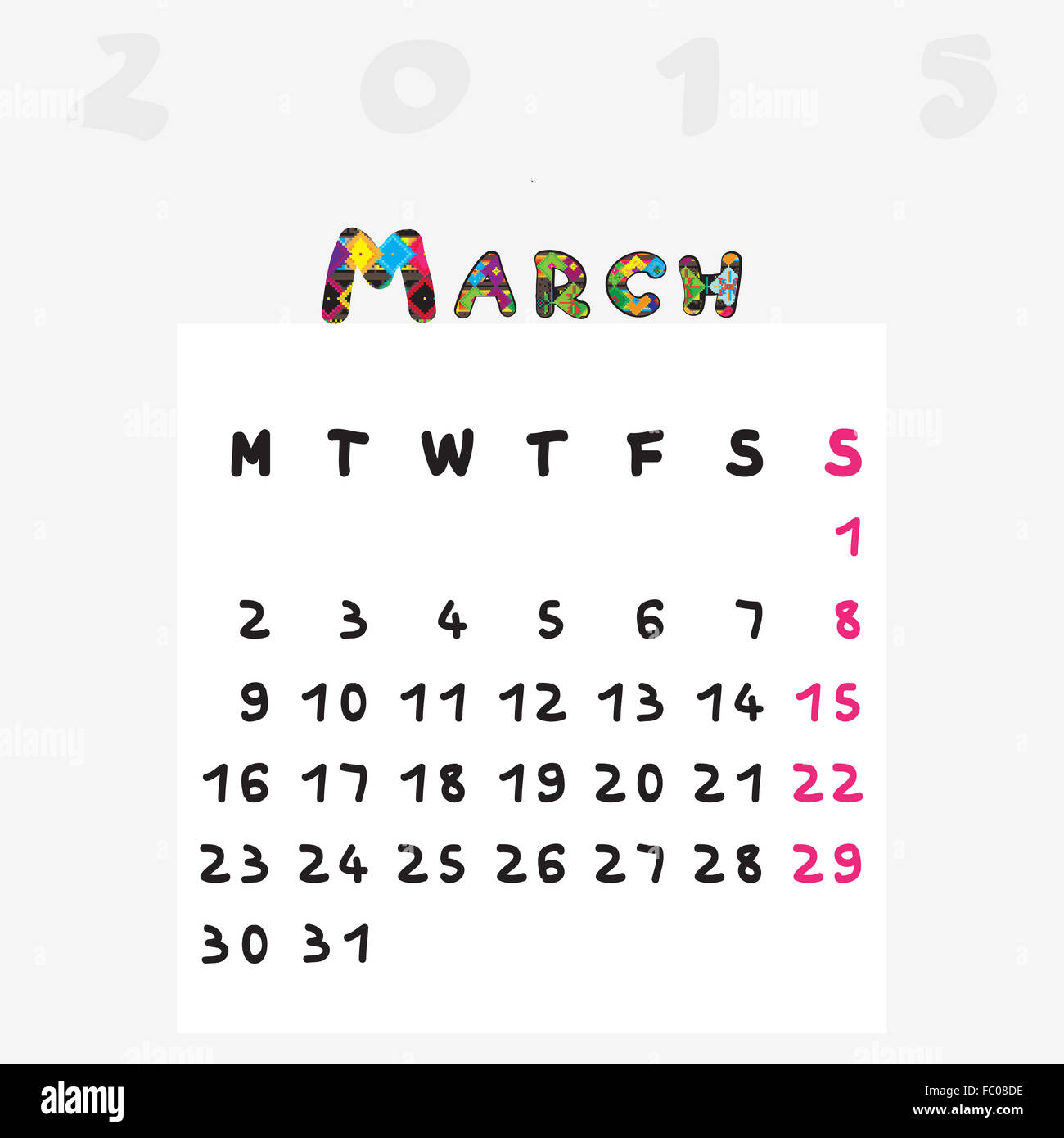 calendar 2015 march Stock Photo - Alamy