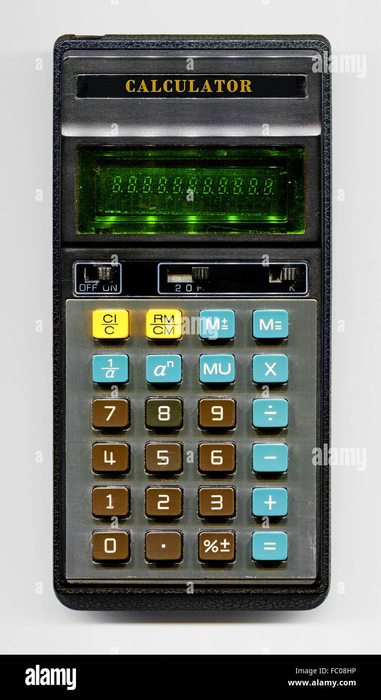 old electronic pocket calculator Stock Photo - Alamy