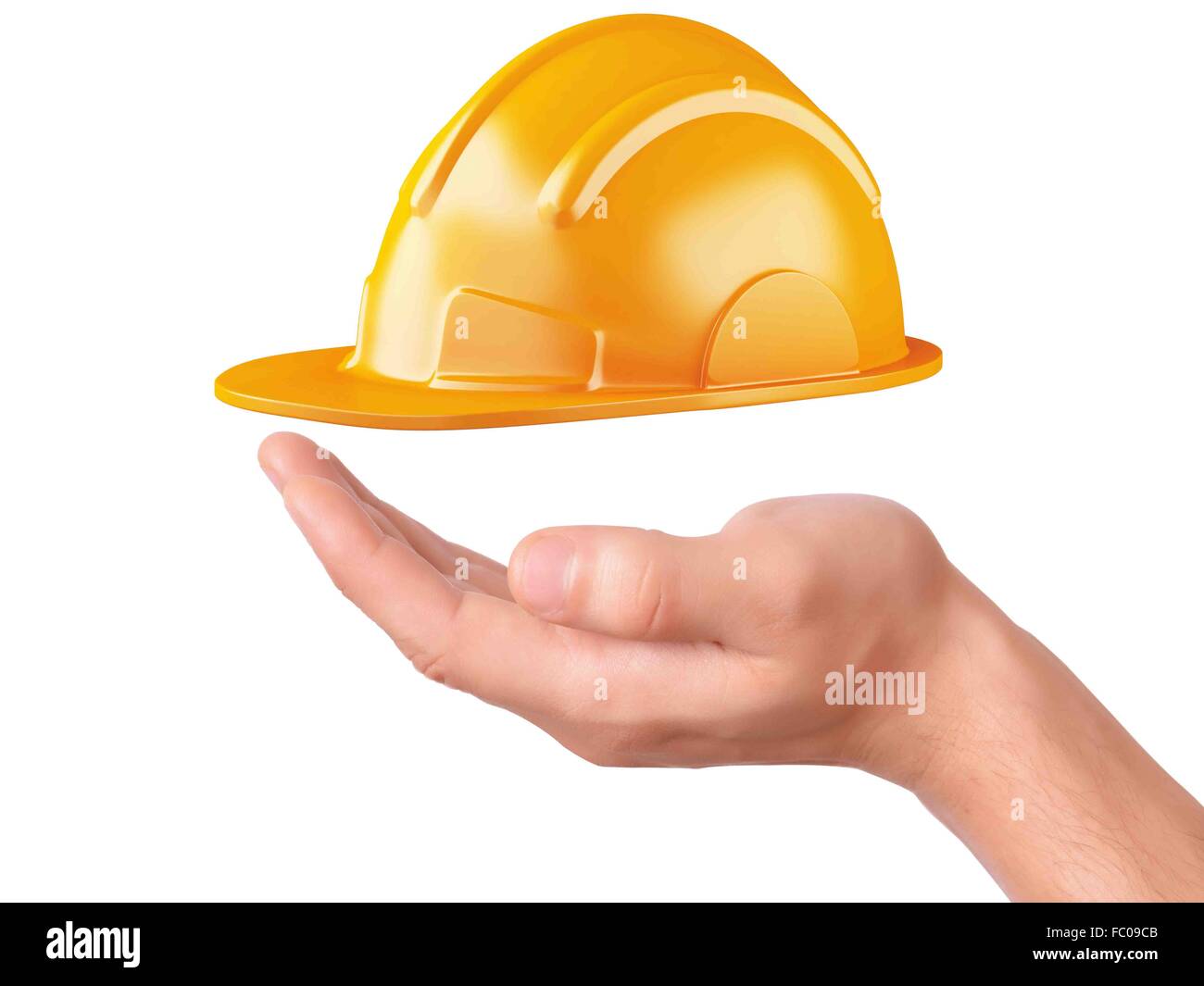 hand hold Construction Helmet on white background Stock Photo - Alamy