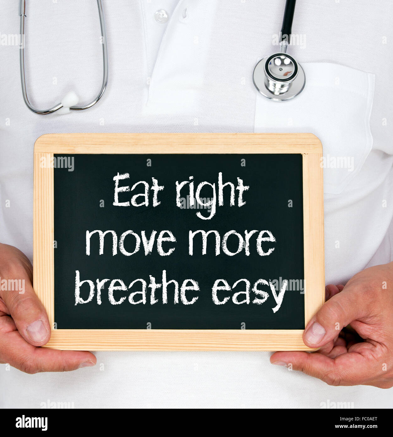Eat right - move more - breathe easy Stock Photo - Alamy