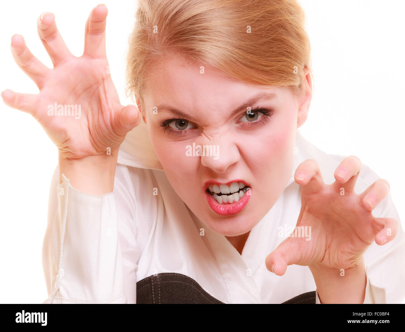 Blonde woman angry shouting hi-res stock photography and images - Alamy
