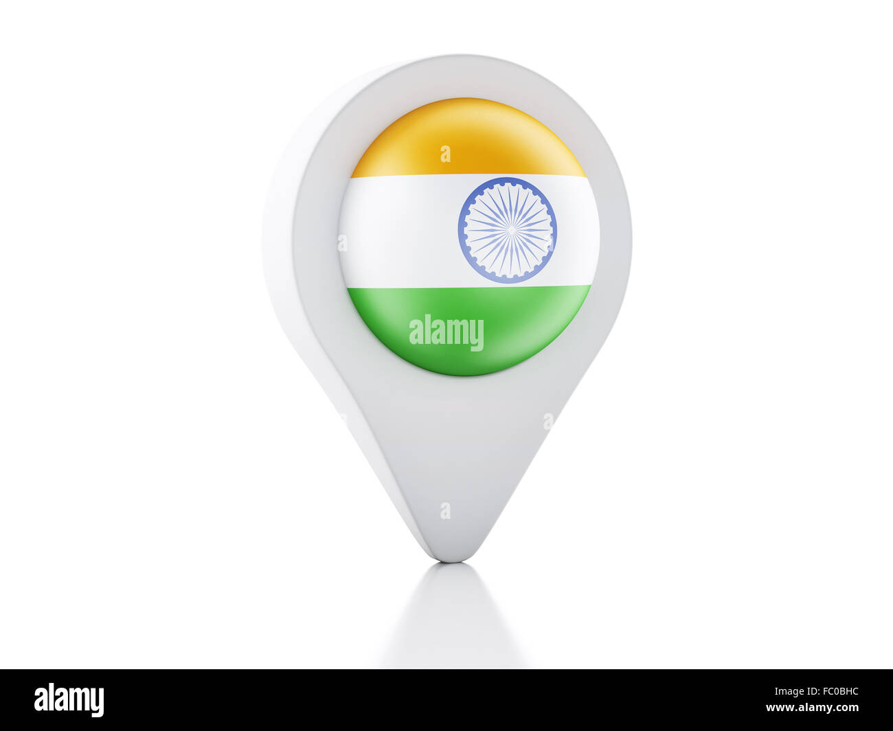3d Map pointer India flag icon on white background Stock Photo - Alamy