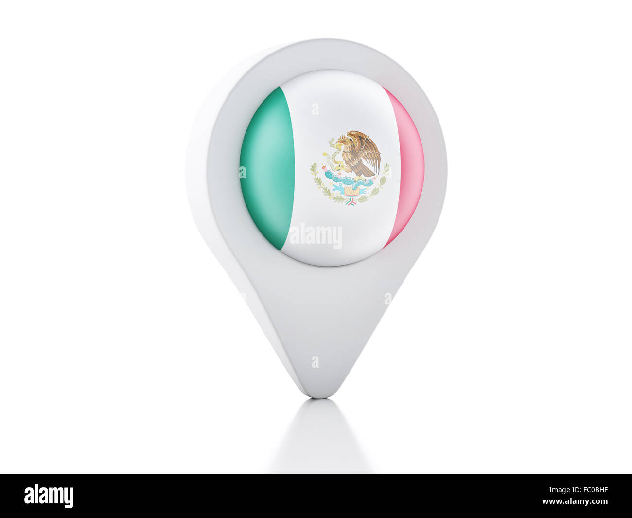 3d Map pointer Mexico flag icon on white backgroun Stock Photo - Alamy