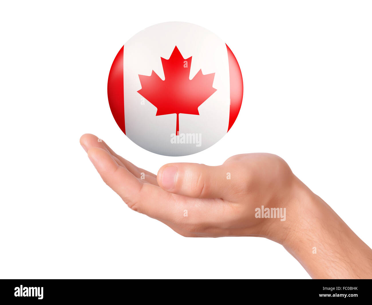 hand hold canada flag icon on white bakground Stock Photo - Alamy