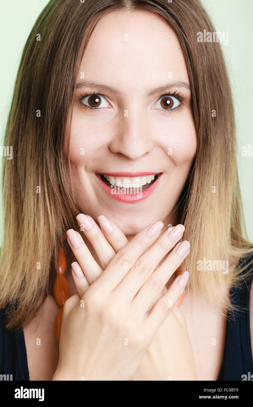 Lovely shy woman lauging Stock Photo - Alamy