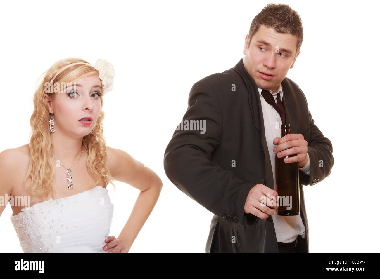 Alcoholic man wife worried hi-res stock photography and images - Alamy