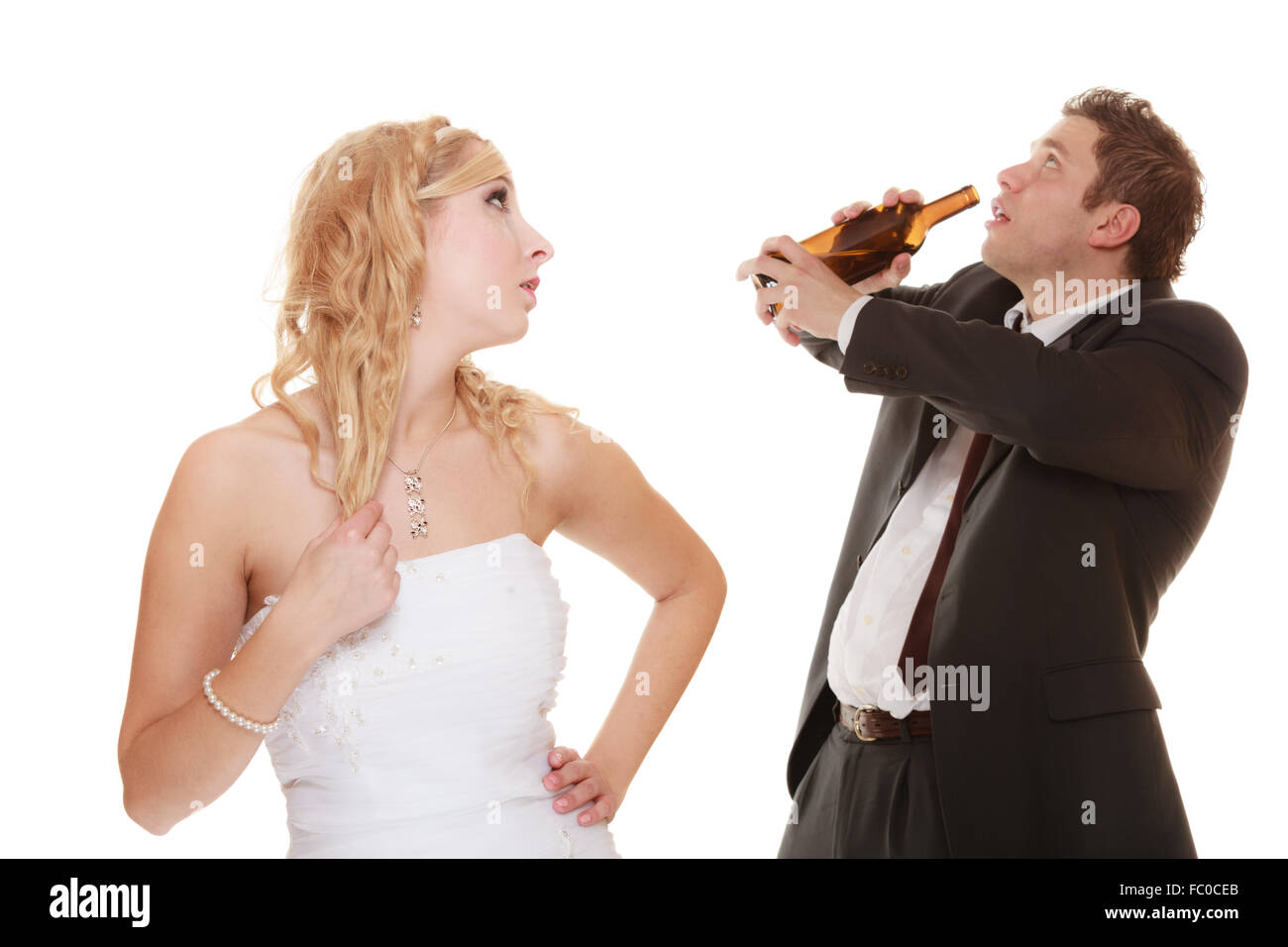 Alcoholic man wife worried hi-res stock photography and images - Alamy