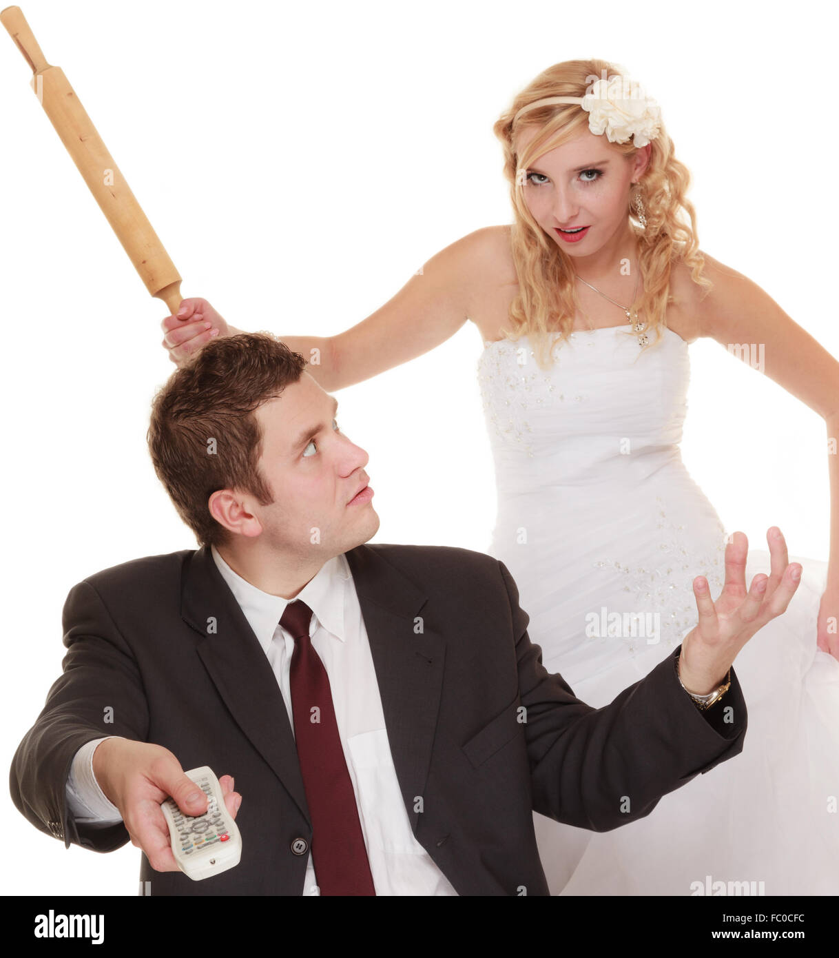 Angry couple watching tv hi-res stock photography and images - Alamy