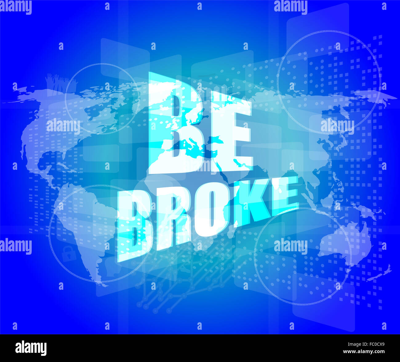 touch screen interface with be broke words Stock Photo - Alamy