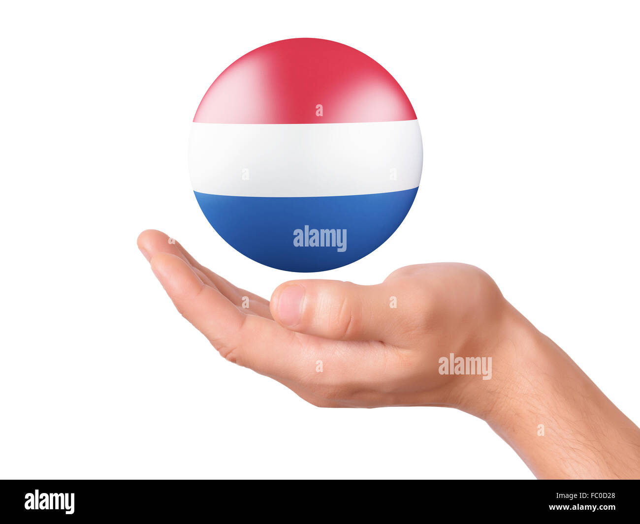 hand hold Netherlands flag icon on white bakground Stock Photo - Alamy