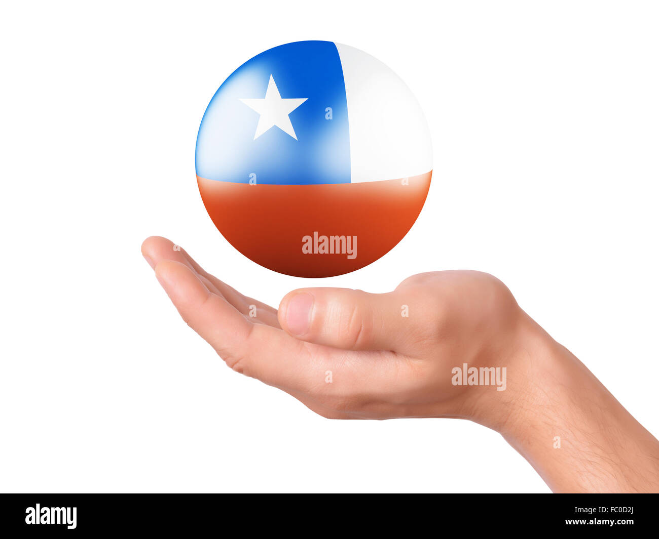 hand hold chile flag icon on white bakground Stock Photo - Alamy