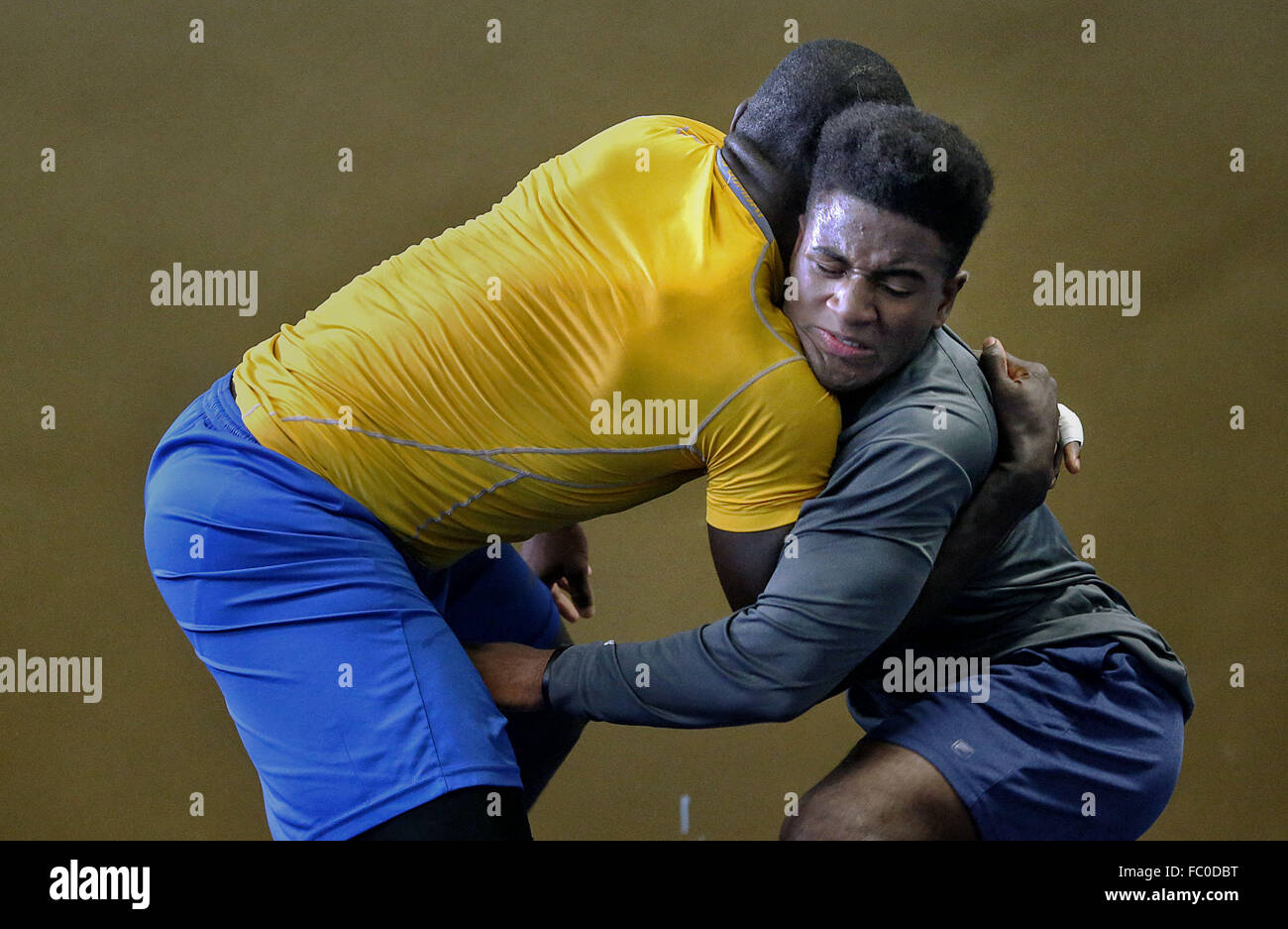 Florida, USA. 19th Jan, 2016. Cardinal Newman wrestler Dante Cooper ...