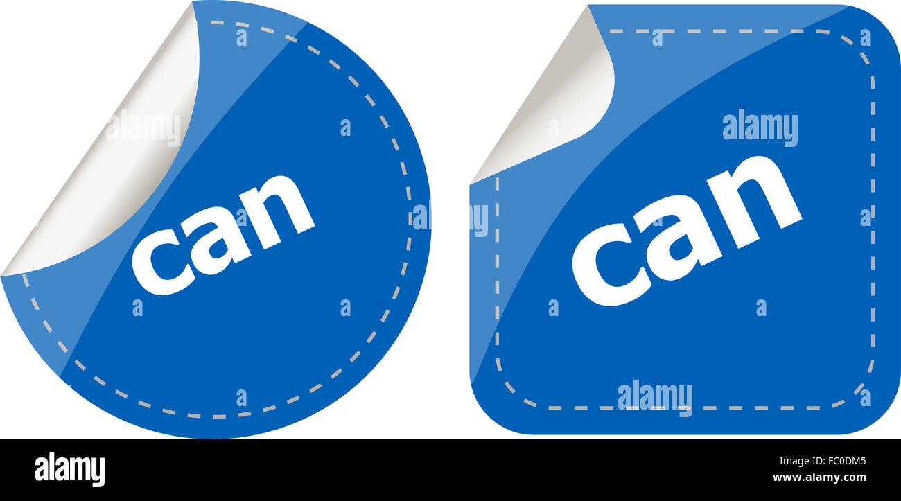 can word stickers set, web icon button Stock Photo - Alamy