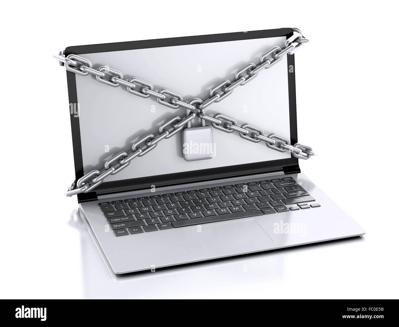 Laptop with lock and chain. Data security concept Stock Photo - Alamy