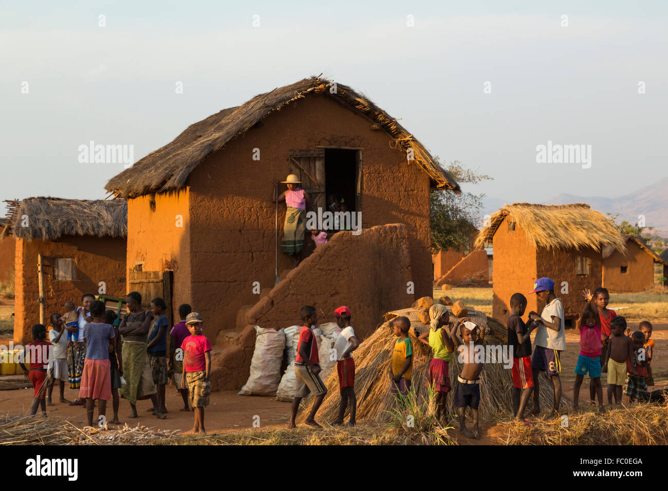 National 7, between Tulear and Fianarantsoa,village and local people ...
