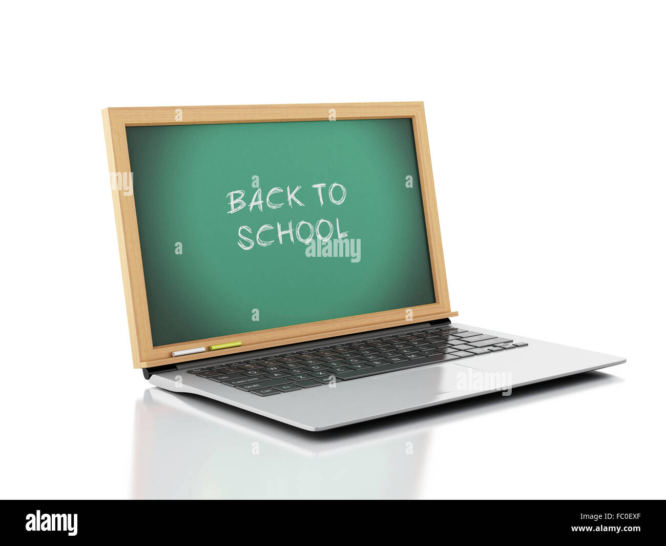 Laptop with chalkboard. welcome back to school Stock Photo - Alamy