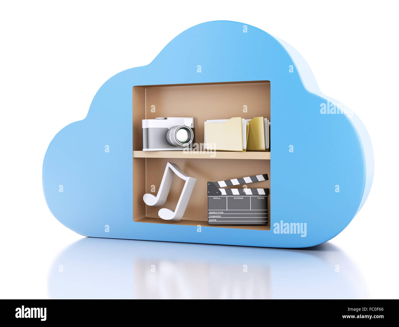 3d Cloud computing concept with multimedia icons o Stock Photo - Alamy