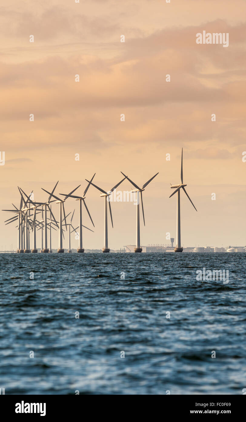 wind turbines power generator farm along coast sea Stock Photo - Alamy