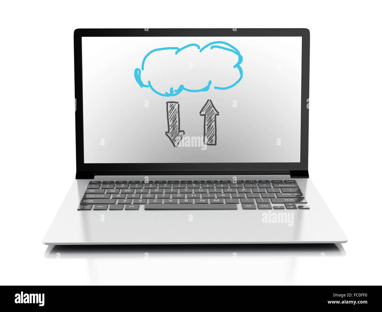 drawing business and 3d laptop. Cloud computing co Stock Photo - Alamy