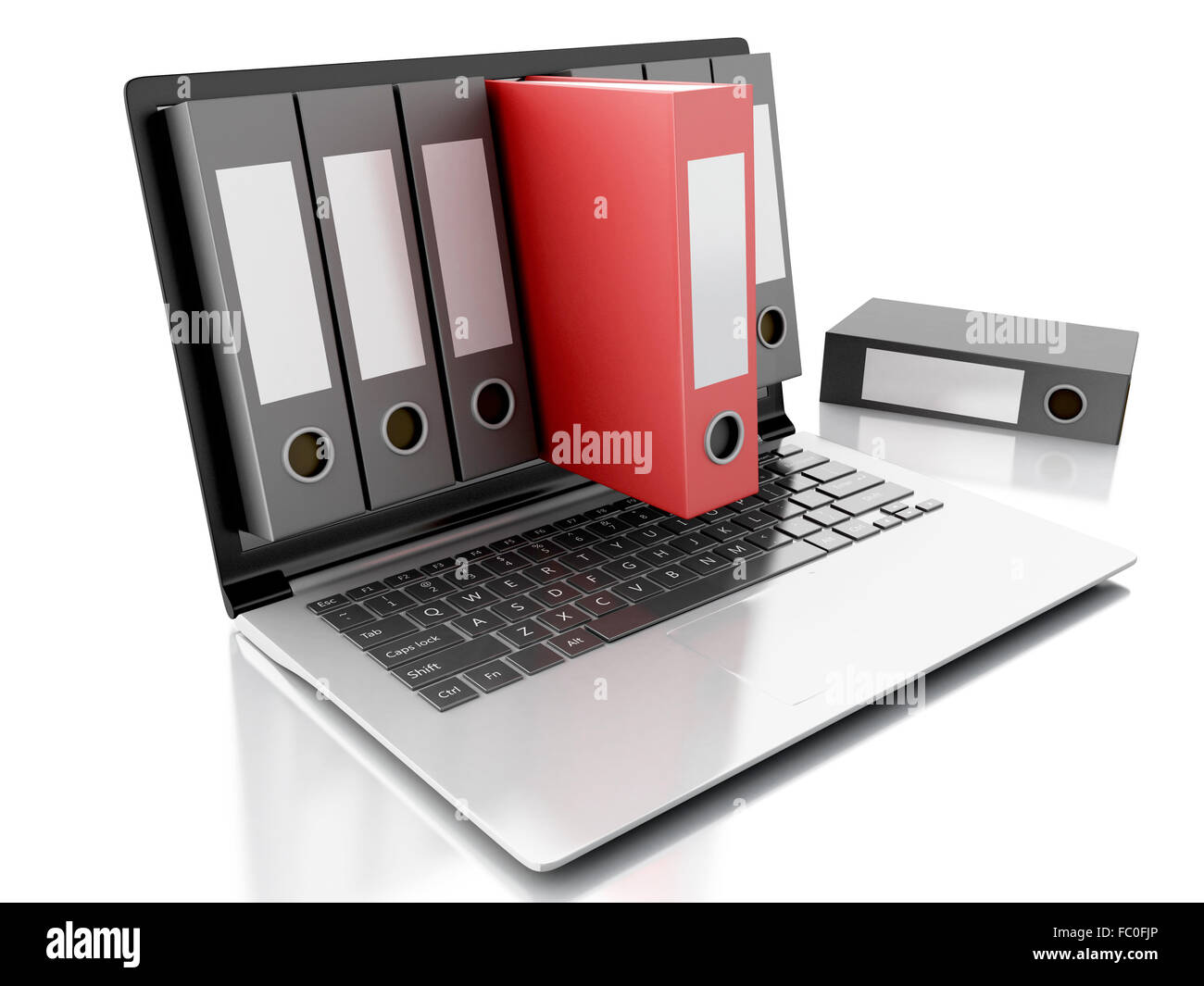 3d Laptop and files. isolated white background Stock Photo - Alamy