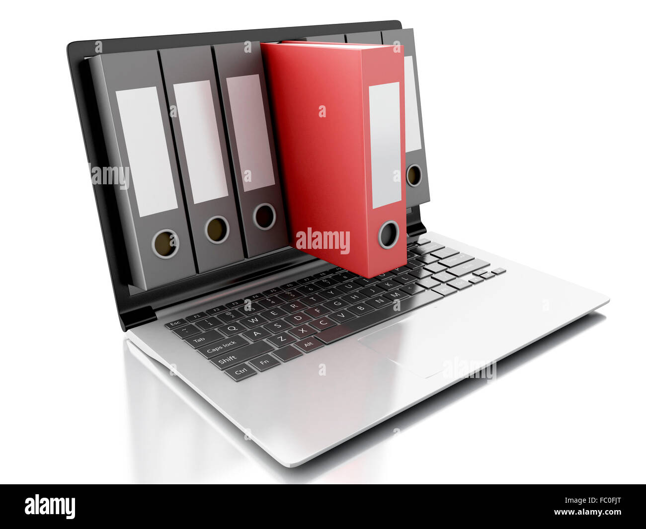 3d Laptop and files. isolated white background Stock Photo - Alamy