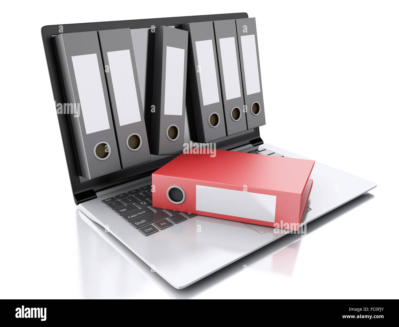 3d Laptop and files. isolated white background Stock Photo - Alamy
