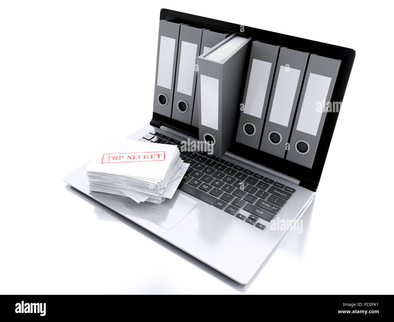 3d laptop and secret folder. Data security concept Stock Photo - Alamy