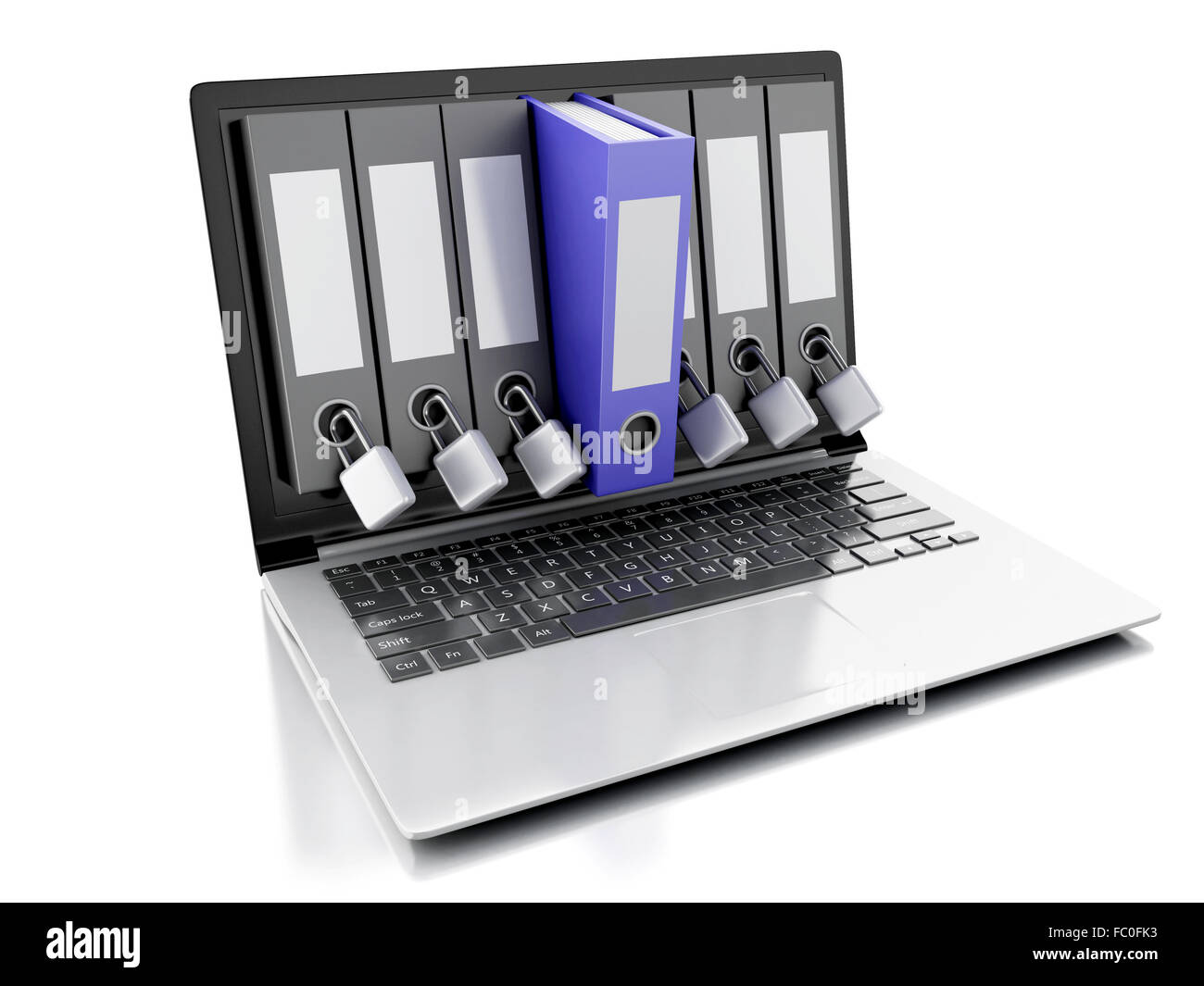3d laptop and secret folder. Data security concept Stock Photo - Alamy