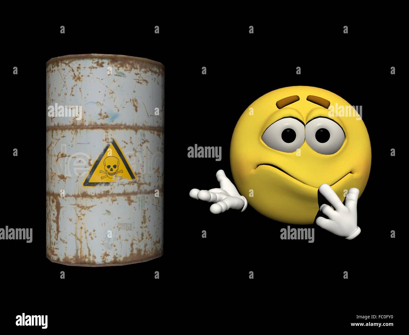 Emoticon and a toxic product - 3d render Stock Photo - Alamy