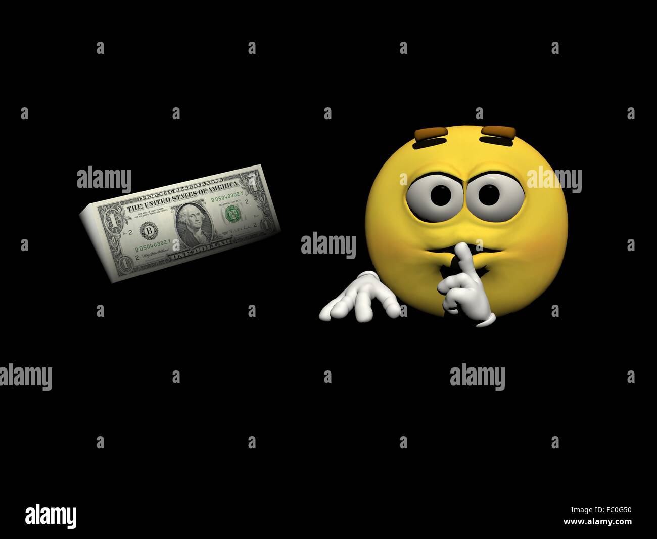 Emoticon and the money - 3d render Stock Photo - Alamy