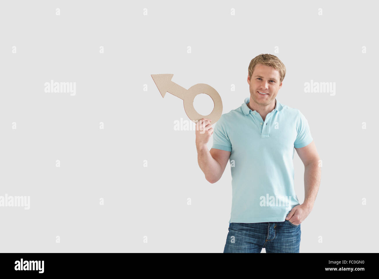 Man with sign Stock Photo - Alamy