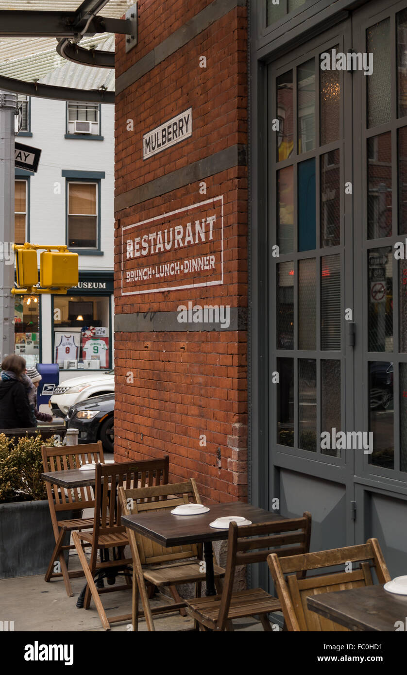 Exterior of Gelso and Grand, with dining tables for al fresco dining ...