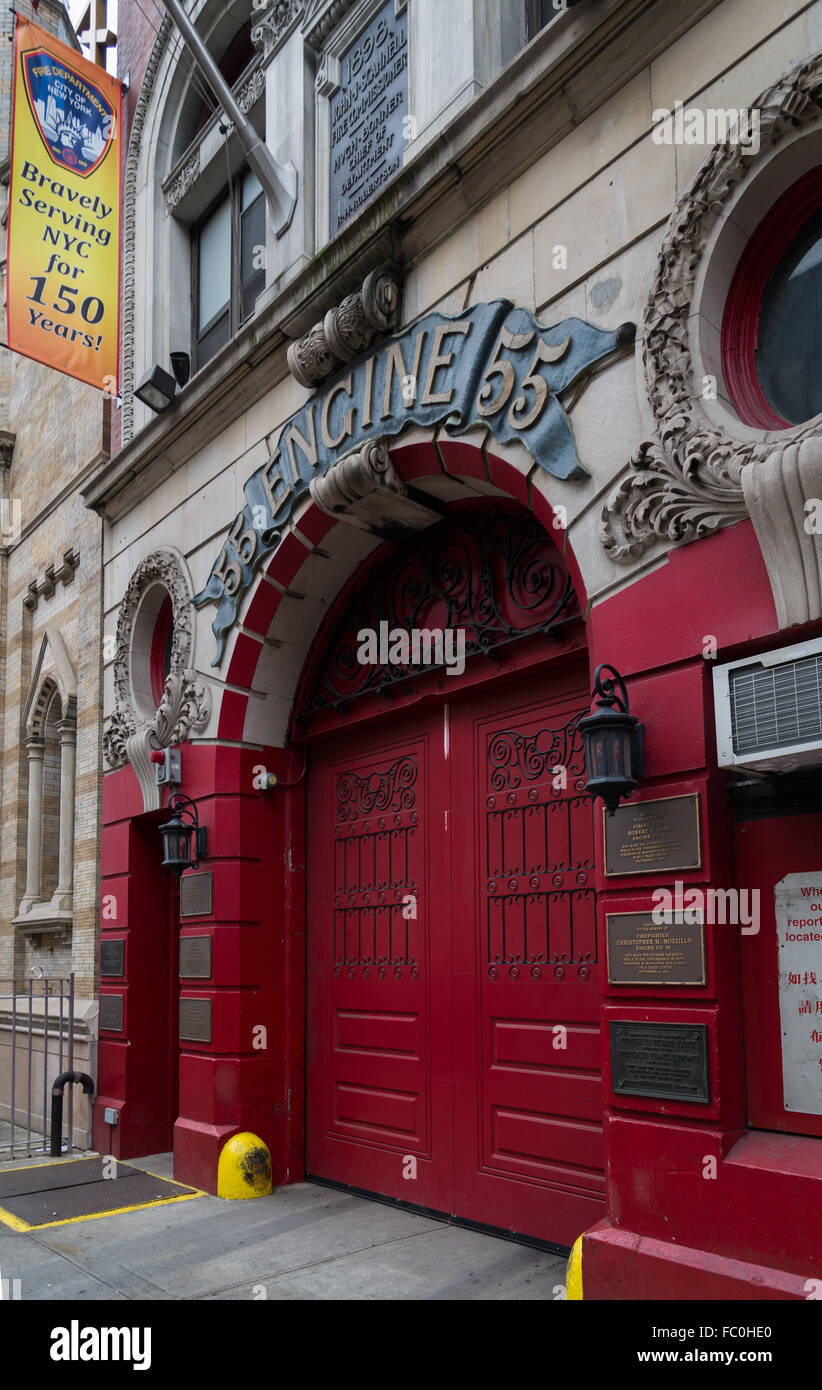 Engine 55 fire station on Broome Street with ornate signage ...