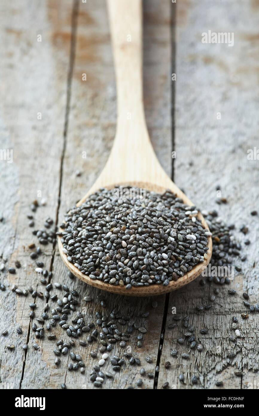 Black Chia seeds. Pile of seeds from the chia (Salvia hispanica) plant ...