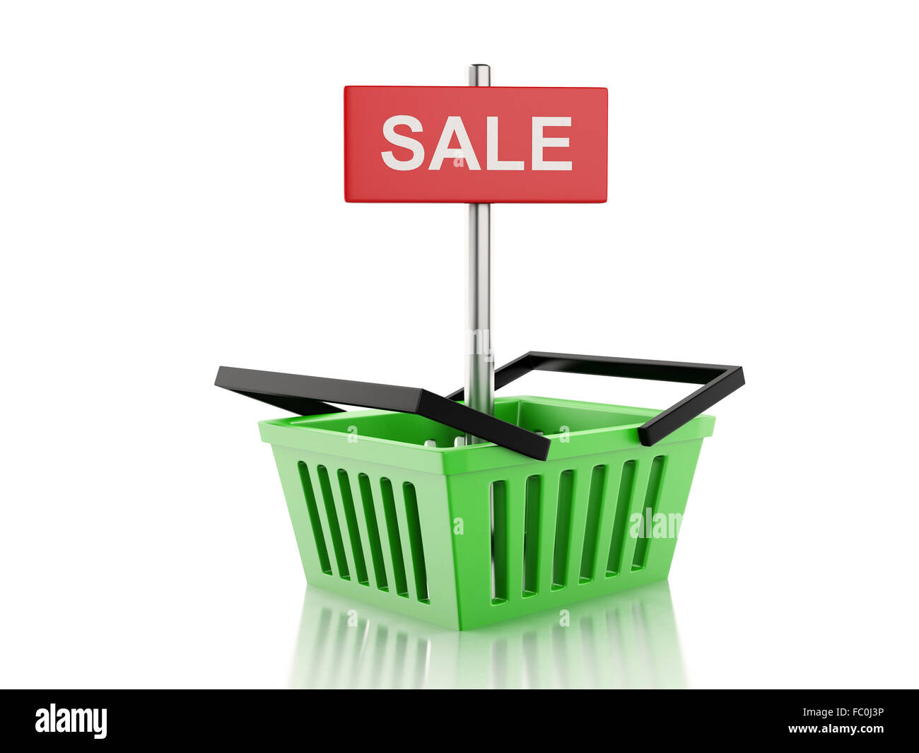 3d shopping basket. sale concept on white backgrou Stock Photo - Alamy