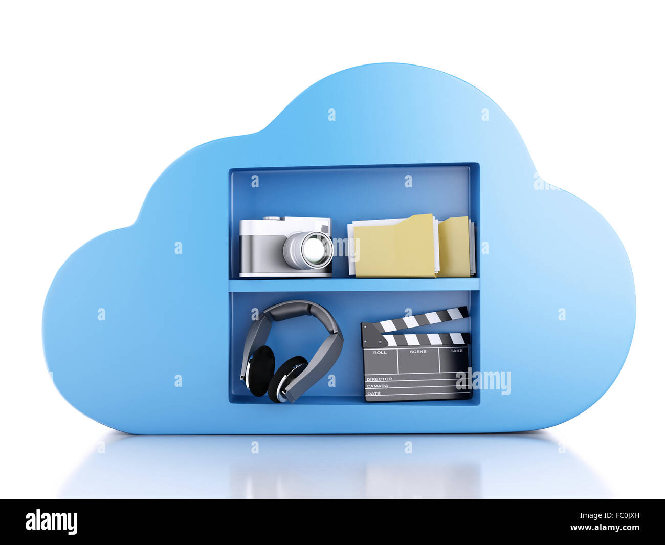 3d Cloud computing concept with multimedia icons o Stock Photo - Alamy