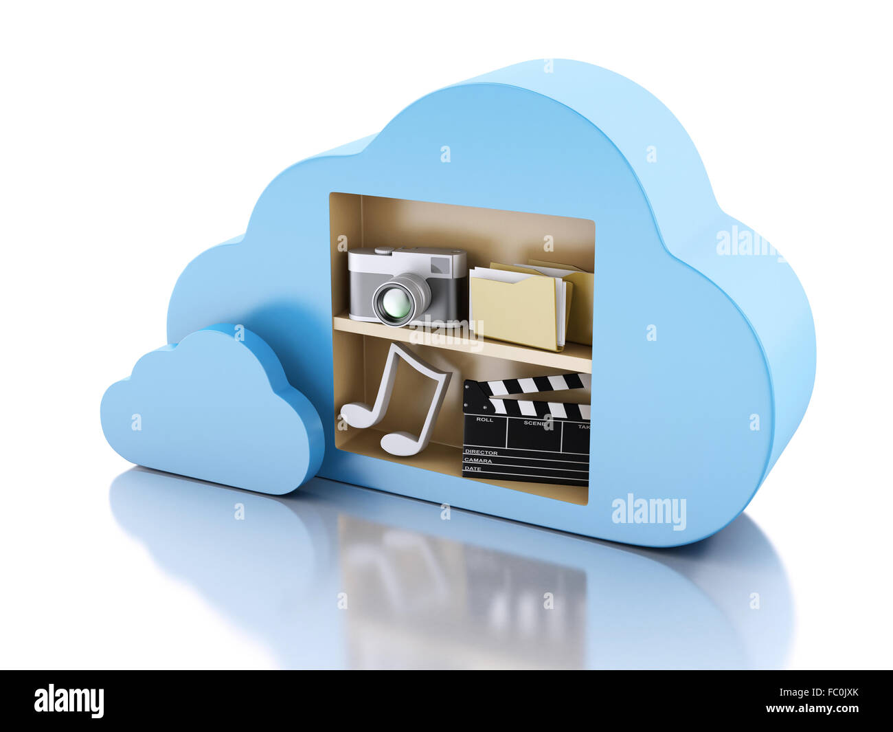 3d Cloud computing concept with multimedia icons o Stock Photo - Alamy
