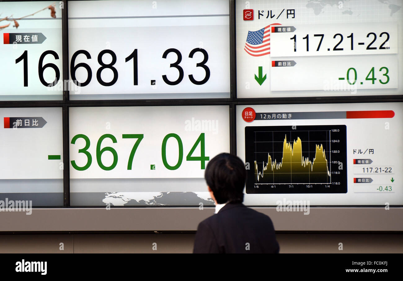 Toko, Japan. 20th Jan, 2016. Japanese stocks takes a nosedive on the ...