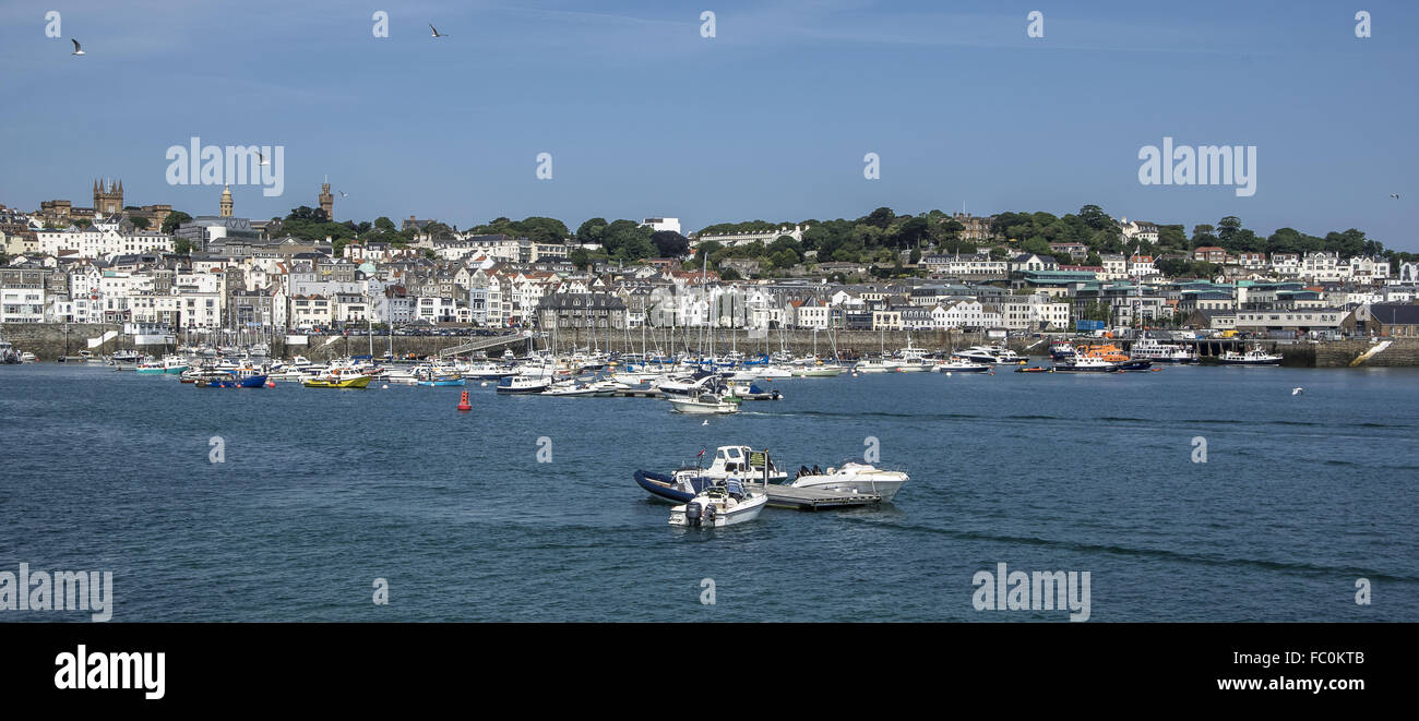 St. Peter Port - View over the harbour Stock Photo - Alamy