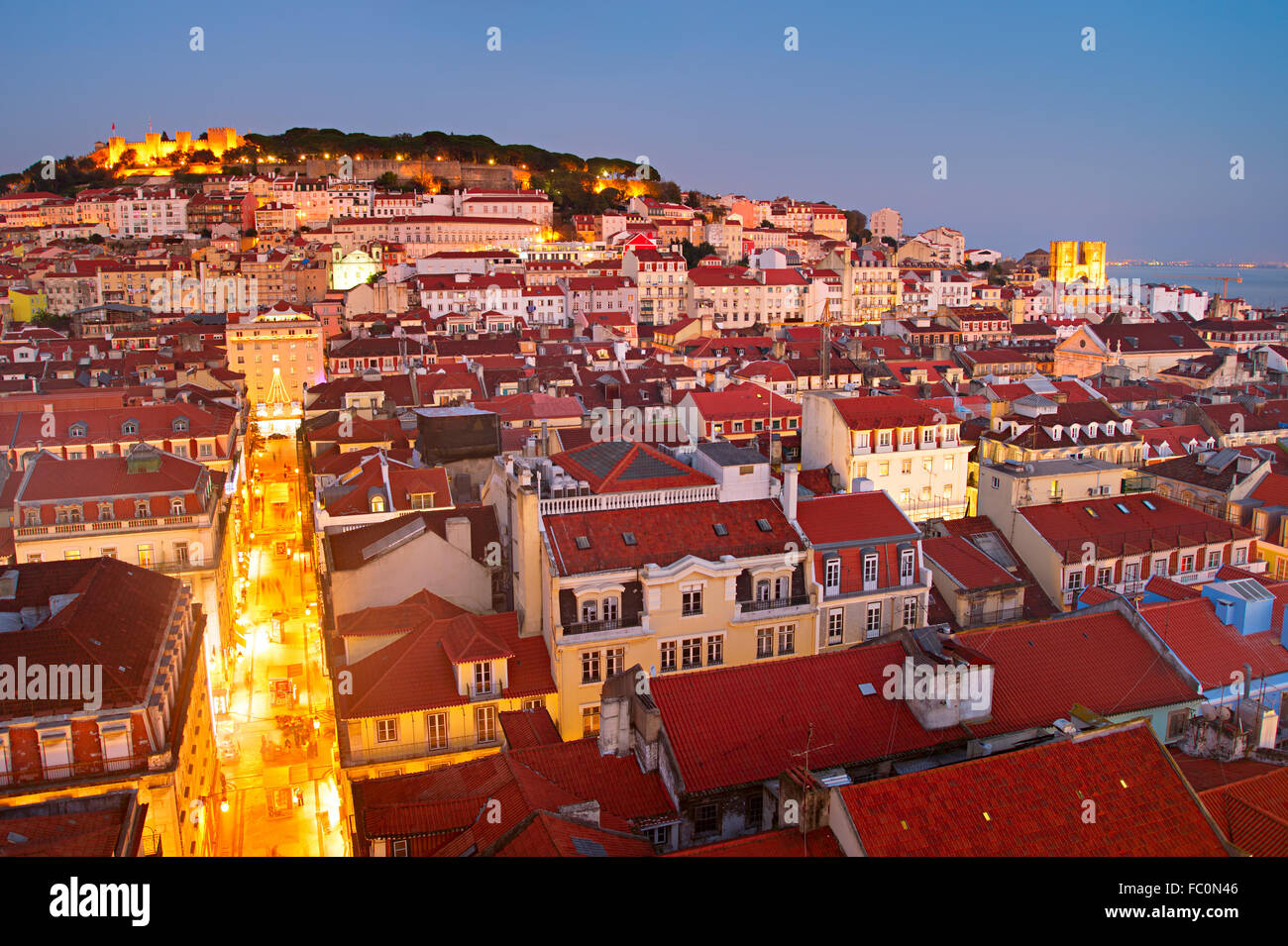 Aerial view night scape lisbon hi-res stock photography and images - Alamy
