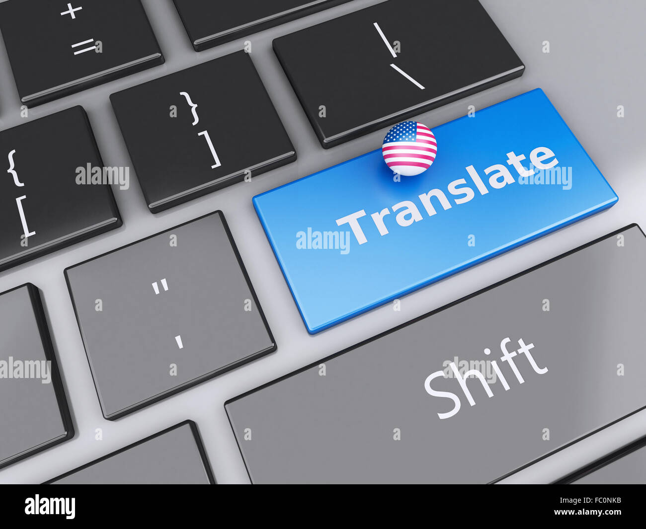 3d english translation button on Computer Keyboard Stock Photo - Alamy