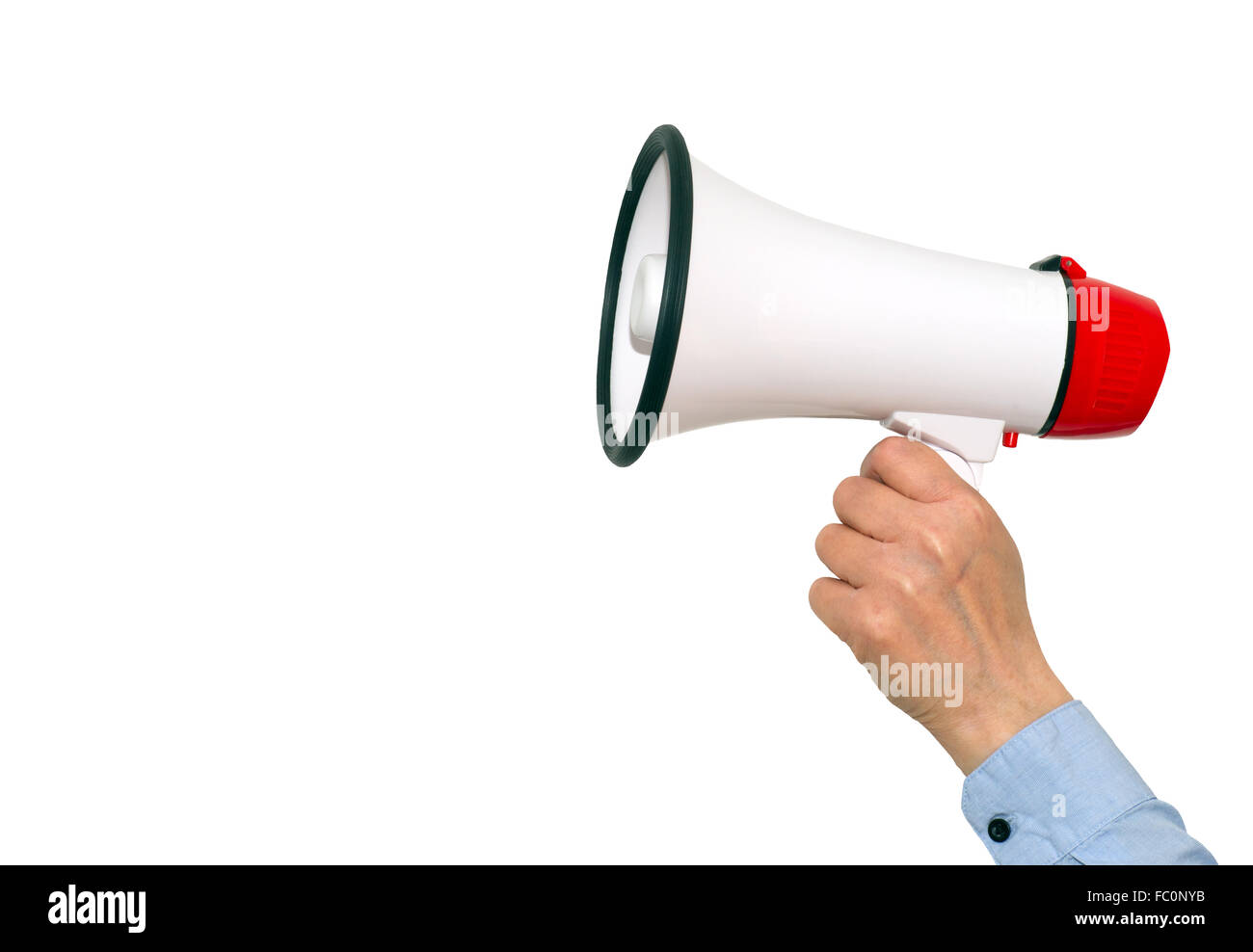 Megaphone with hand Stock Photo - Alamy